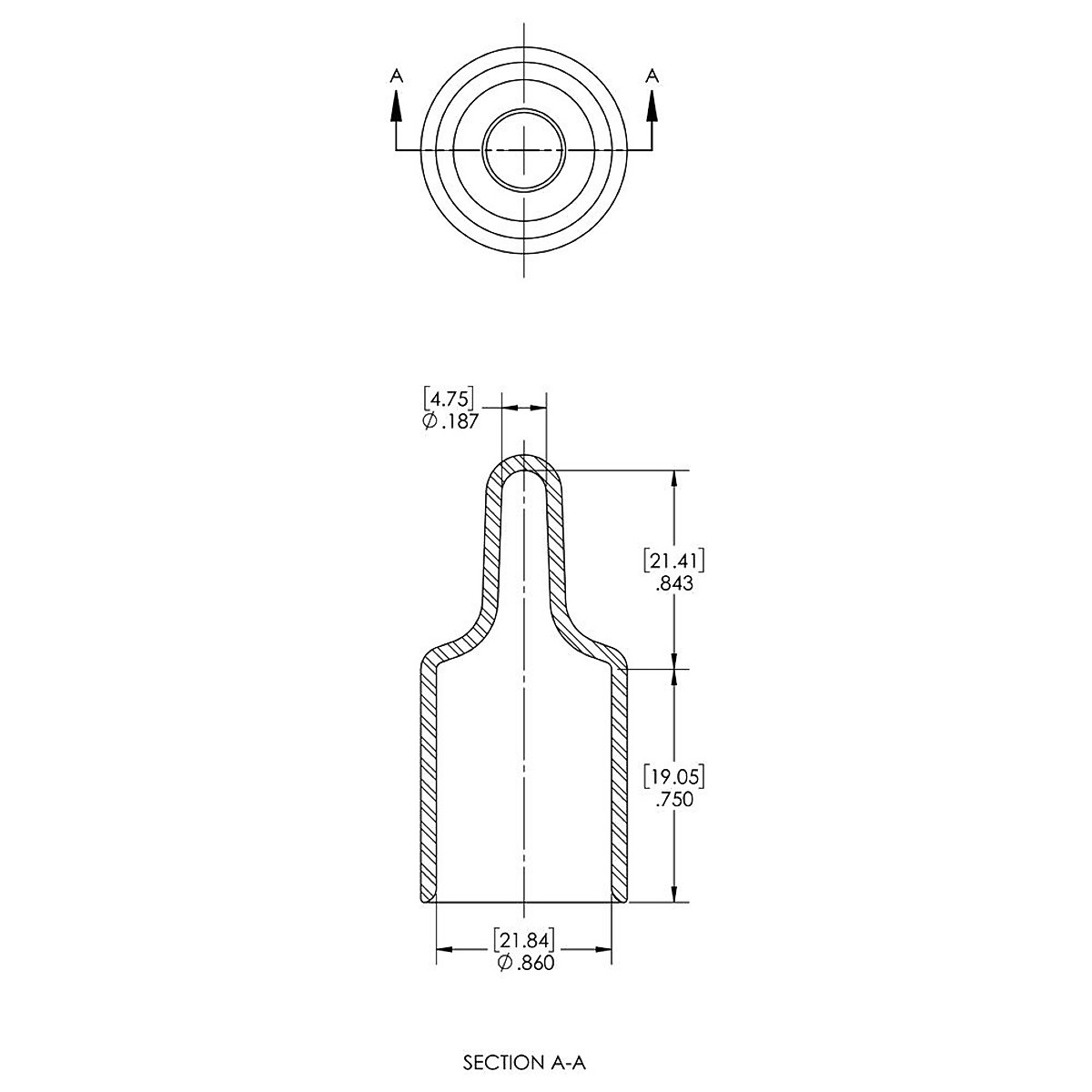 Caplugs 99390390 Plastic EZ Pull Tab Cap EZ-860-12, Vinyl, Cap ID .860" Length .187", Black (Pack of 25)