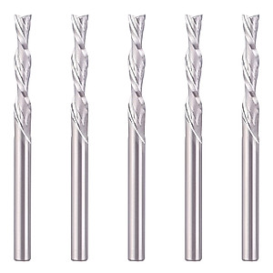 HQMaster Downcut Bit 1/8" Shank Down Cut Spiral CNC Router Bits End Mill Tungsten Carbide Milling Cutter Set 5 Pack (3.175mm)