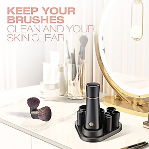 NICARE Makeup Brush Cleaner and Dryer Machine, Electric Cosmetic Automatic Brush Spinner with 8 Size Rubber Collars, Wash and Dry in Seconds, Deep Cosmetic Brush Spinner for Brushes