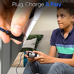 TALK WORKS Fast Charge USB-C Charger Cable for PS5 Controller - 10 Feet Long, Heavy-Duty Braided Type C Cord Charging Compatible with Sony Playstation 5 - Black-Blue (2 Pack)
