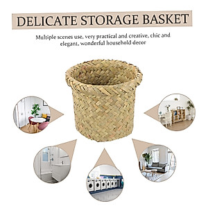 ChildWeet Rattan Laundry Hamper Trash Can, Black, Open-Top