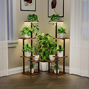 Plant Stand Indoor with Grow Light - 2 Pack Metal Plant Shelf for Indoor Plants Multiple, 5 Tiered Corner Plant Stand Shelves, Plant Rack Display Flower Holder for Living Room Patio Balcony Décor