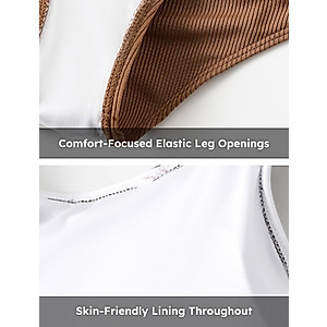 PATPAT Matching Family Swimsuits Tropical Two Piece Mommy and Me Bathing Suits Hawaiian Palm Leaf Brown Coconut Print Beach Vacation Matching Swimsuits for Couples Bikini Beachwear Sets for Women L