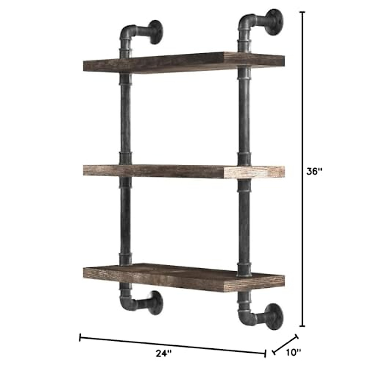 WGX Design for You Industrial Pipe BookcaIndustrial Pipe Bookcase Wall Shelf,Rustic Floating Wood Shelves Shelving (24'')