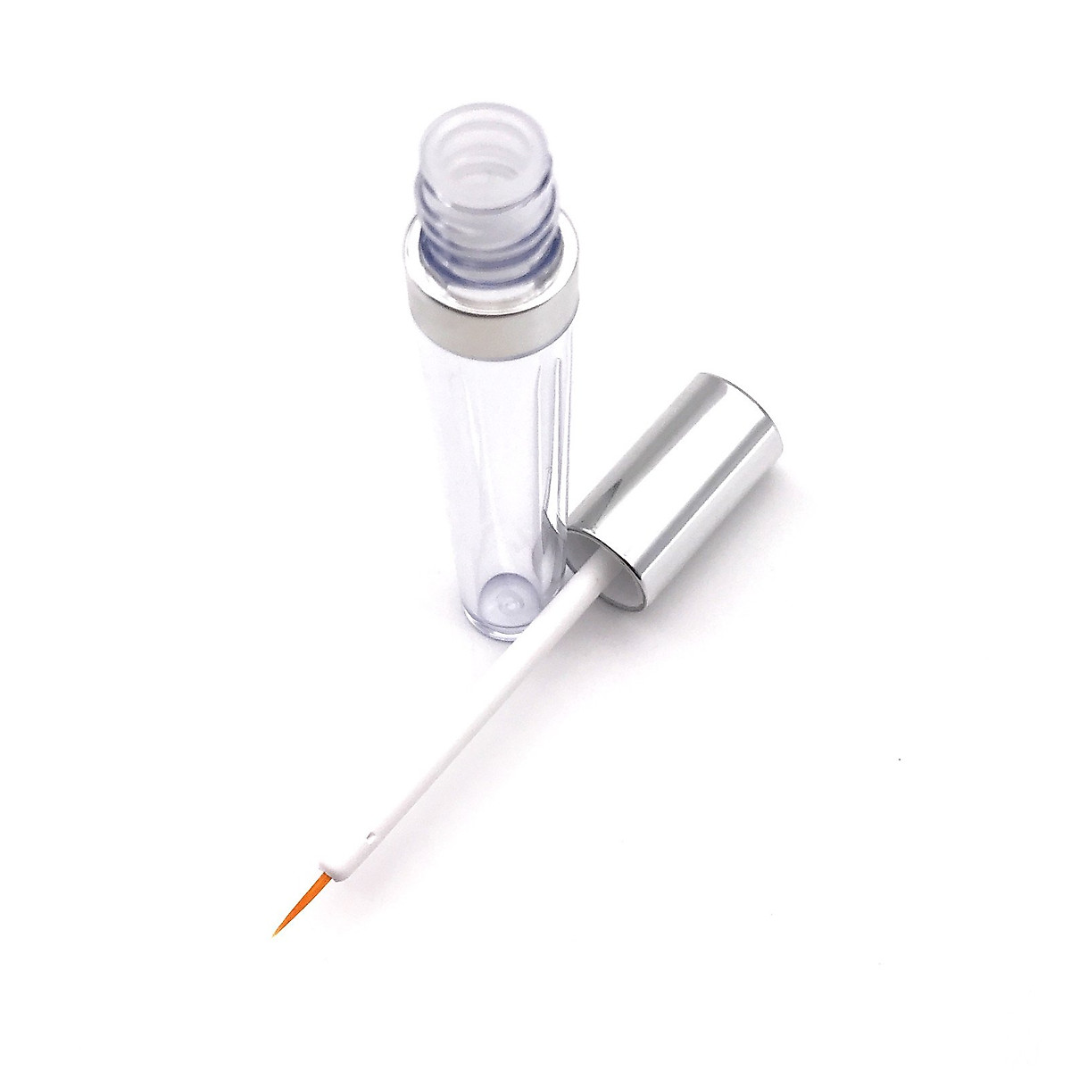 3 pcs 5ml Silver Acrylic Empty Eyelashes Tube Eyeliner Vials Bottle With Wand Applicators for Eyelash/Eyebrow Growth Serum Castor Oil