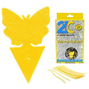 21C 21 CENTURY SOLUTIONS Yellow Sticky Fly Traps (25 Pack) for Gnat Whitefly Fungus Gnat Aphid Small Insects - Houseplant Disposable Glue Trappers - Bug Catcher - Butterfly Shape