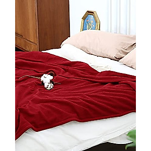 McJaw Electric Heated Blanket Full Size 72"x84" Large Fleece Warm Bedding Blanket for Whole Body 4 Heating Levels and 10 Hours Auto-Off Overheating Protection - Red