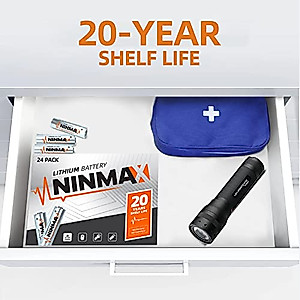 NINMAX Lithium AA Batteries, 24pack 1.5V Longer Lasting Double A Battery【Non-Rechargeable】