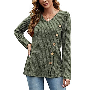 JomeDesign Womens Christmas Sweaters Long Sleeve V Neck Sweatshirt Loose Casual Tunic Tops