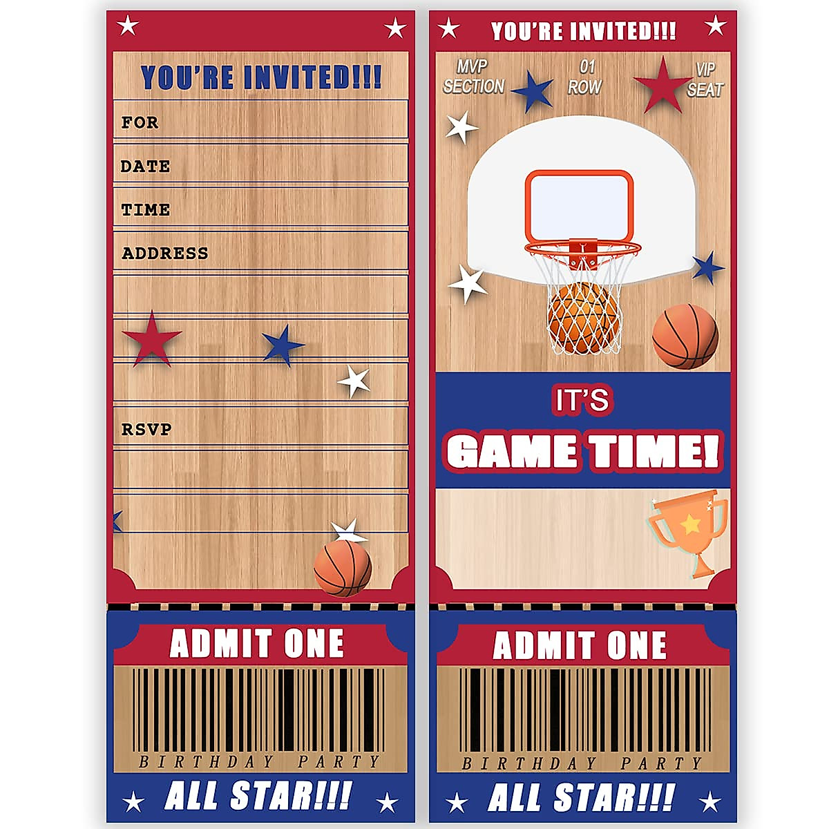 wuguimeii All Star Sport Football, Basketball Birthday Invitation, Soccer Invitation, Sport Game Invite Theme (20 Set with Envelopes)