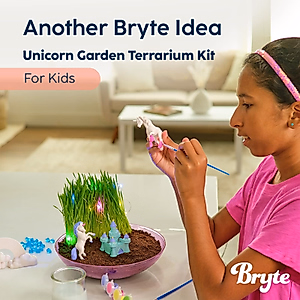 Bryte Light Up Unicorn Terrarium Kit for Kids - Grow Plant, Castle, Paint Set, Crystal Rock, Fairy Garden Lights, Arts & Crafts, STEM Activities, Birthday Gifts, Toys for Girls Aged 4 –12 yrs