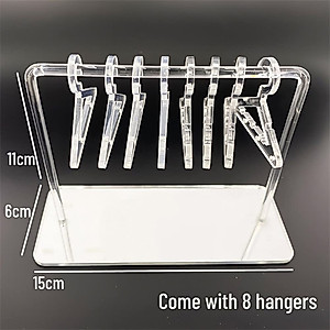 XINZHIDA Earring Hanger Rack with 8 Mini Coat Hangers, Acrylic Earring Holder Display Stand, Ear Studs Hanging Earrings Organizer For Women Girls, Transparent