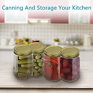 Encheng 12 oz Glass Jars With Lids,Ball Wide Mouth Mason Jars For Storage,Canning Jars For Caviar,Herb,Jelly,Jams,Honey,Dishware Safe,Set Of 20