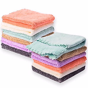 Kyapoo Baby Washcloths 12 Pack 12x12 Inches Microfiber Coral Fleece Extra Absorbent and Soft for Newborns, Infants and Toddlers