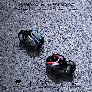 Mini Wireless Earbuds, Bluetooth 5.1 in Ear Light-Weight Headphones, IPX7 Waterproof Sport Stereo Earphone, Built in Mic Noise Cancelling Headset with Charging Case, for iPhone/Samsung/Galaxy