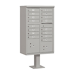 16 A Size Doors, USPS Access Type III Cluster Box Unit, Gray