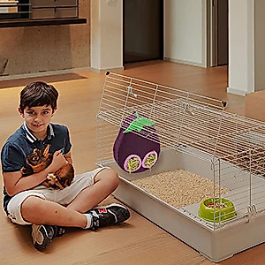 Guinea Pig Hay Feeder, Rabbit Hay Feeder Bag with Zipper Closure for Bunny Chinchilla Small Animals, Large Capacity Less Waste, Reduce Mess and No Odor (Purple)