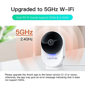 LAXIHUB 5GHz WiFi Security Camera Indoor Baby Monitor Cam White Home Pet/Dog/Cat Camera with App, 5Ghz/2.4Ghz Dual Bands,1080P FHD Night Vision, 2-Way Audio, Motion Detection Area Customized