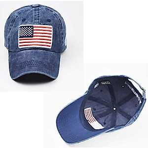 IZUS American Flag,Distressed Baseball Hat – Distressed Cotton-Blend Dad Hat Embroiderred for Adult (Navy)