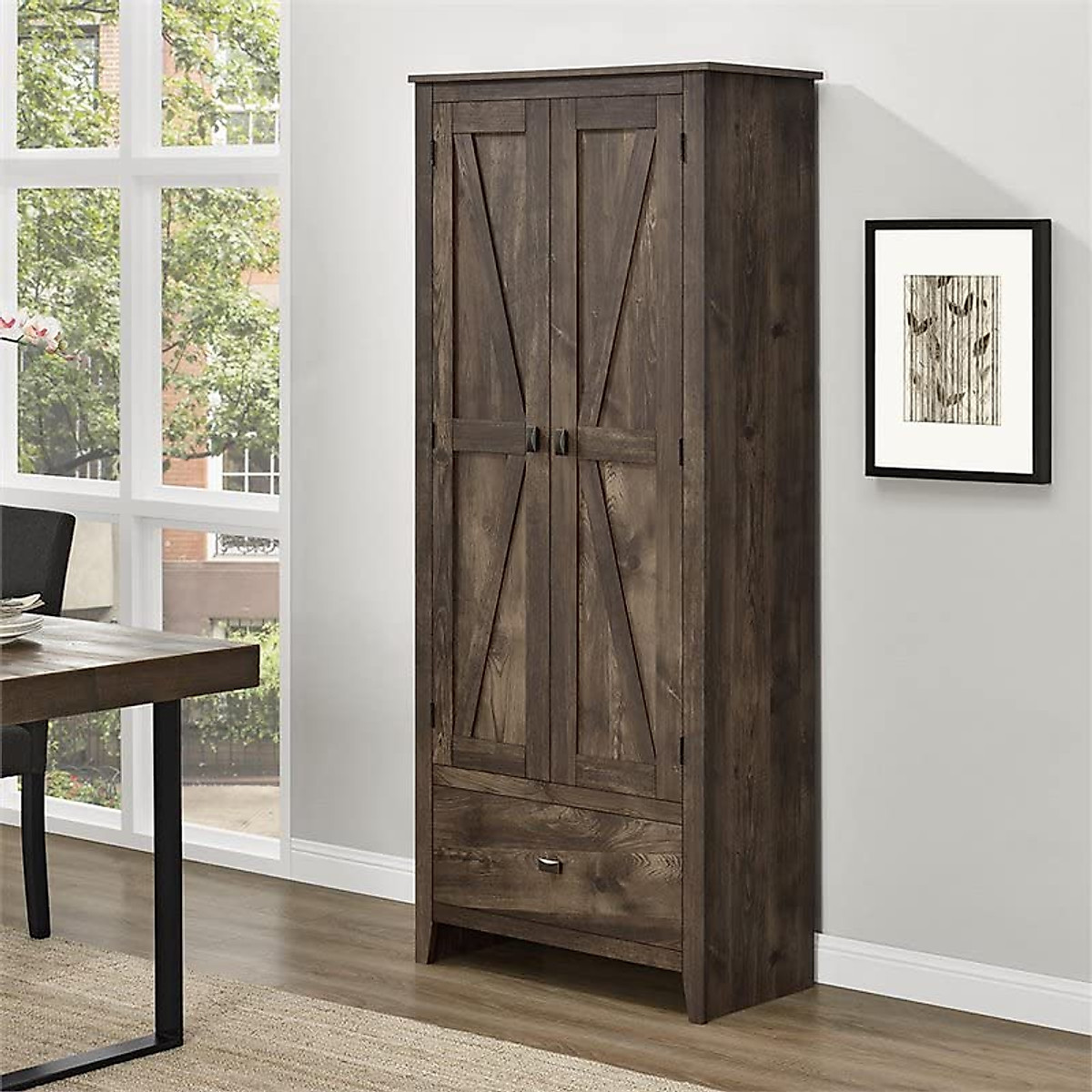 Ameriwood Home Farmington Wide Storage Cabinet, 30", Rustic