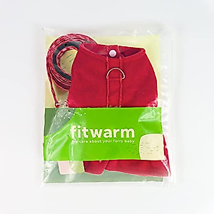Fitwarm Dog Harness Dress with Leash Set, Christmas Dog Clothes for Small Dogs Girl, Cat Winter Apparel, Red, X-Small