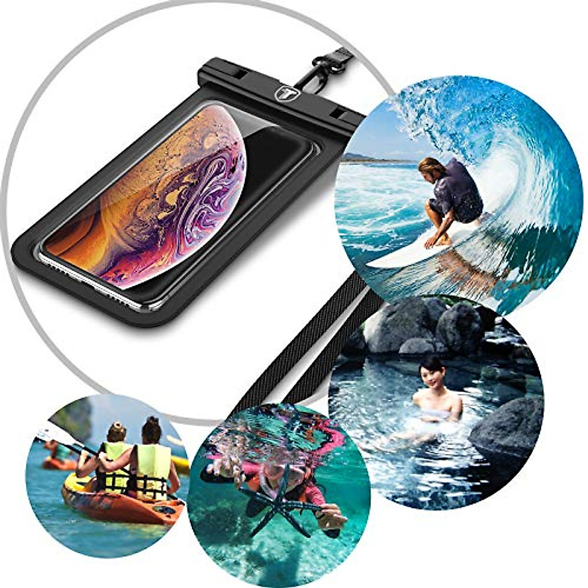 Tiflook Waterproof Pouch Phone Dry Bag Underwater Case for Motorola Moto G Power G Stylus G Play G Fast G7 G6 G5 E 2020 E6 E5 Z4 Z3 Phone Pouch for Beach with Lanyard Neck Strap, Black (2 Pack)