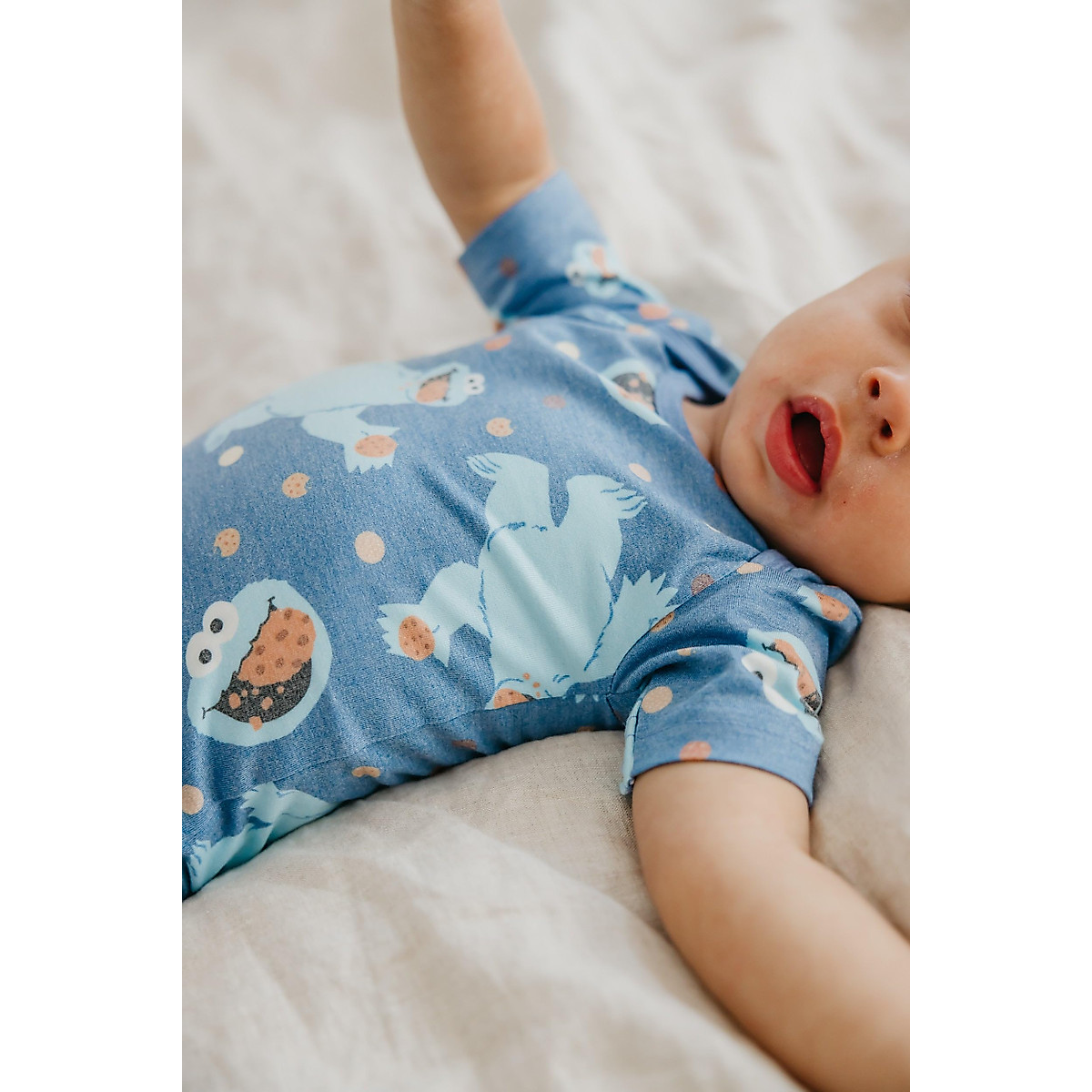 Copper Pearl Short Sleeve Bodysuit Baby: Ultra Soft Bodysuits for Newborns, Boys, Girls, and Infants - Stylish, Comfortable, Overlap Shoulders, Premium Knit Fabric - Cookie Monster, 0-3 Months