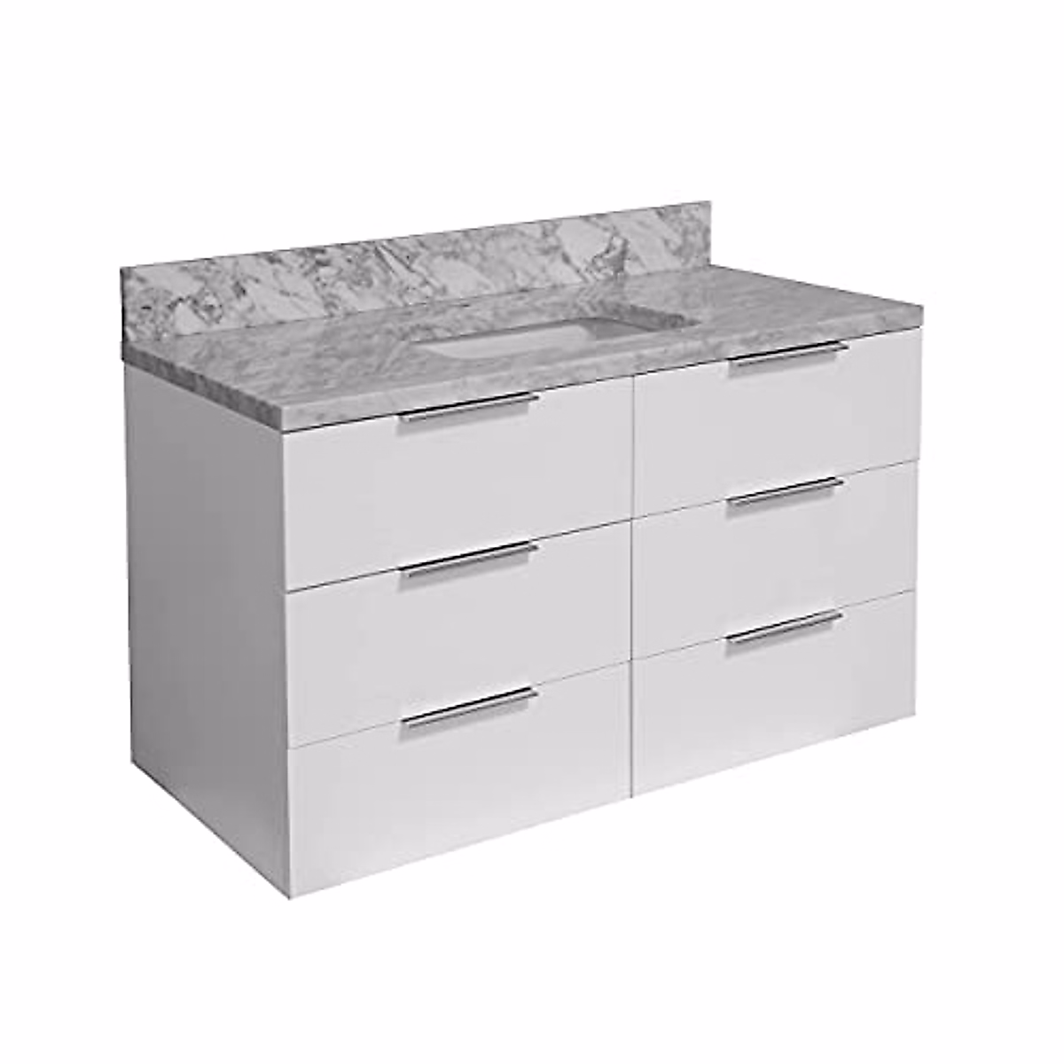 Kitchen Bath Collection Oslo 42-inch Floating Bathroom Vanity (Carrara/White): Includes White Cabinet with Authentic Italian Carrara Marble Countertop and White Ceramic Sink