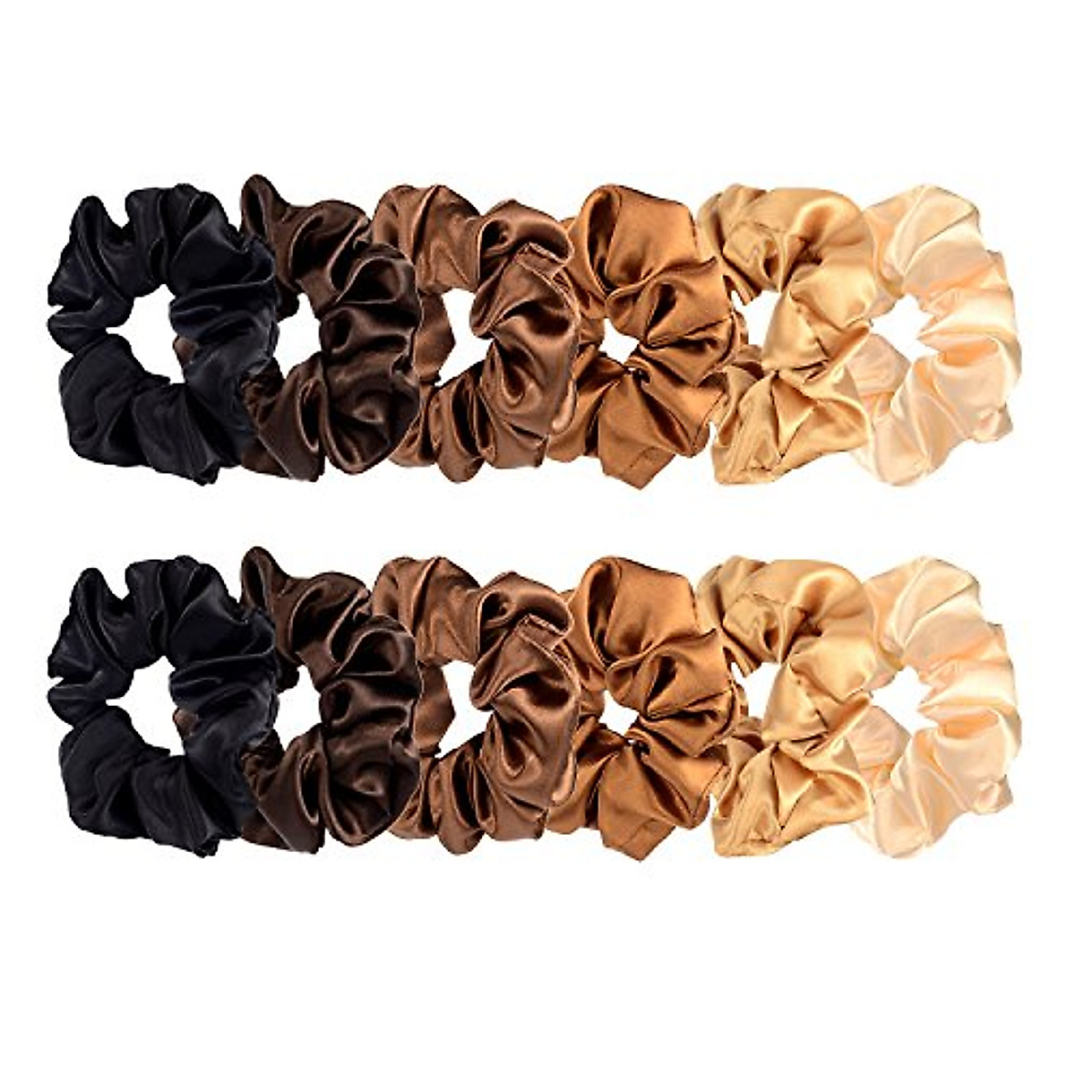 BBTO 12 Pieces 4.3 Inch Satin Hair Scrunchies for Women Elastic Bobbles Scrunchies Hair Ties for Adults, Big Scrunchy Ponytail Holder with Elastic Bands Thick Thin Curly 6 Colors
