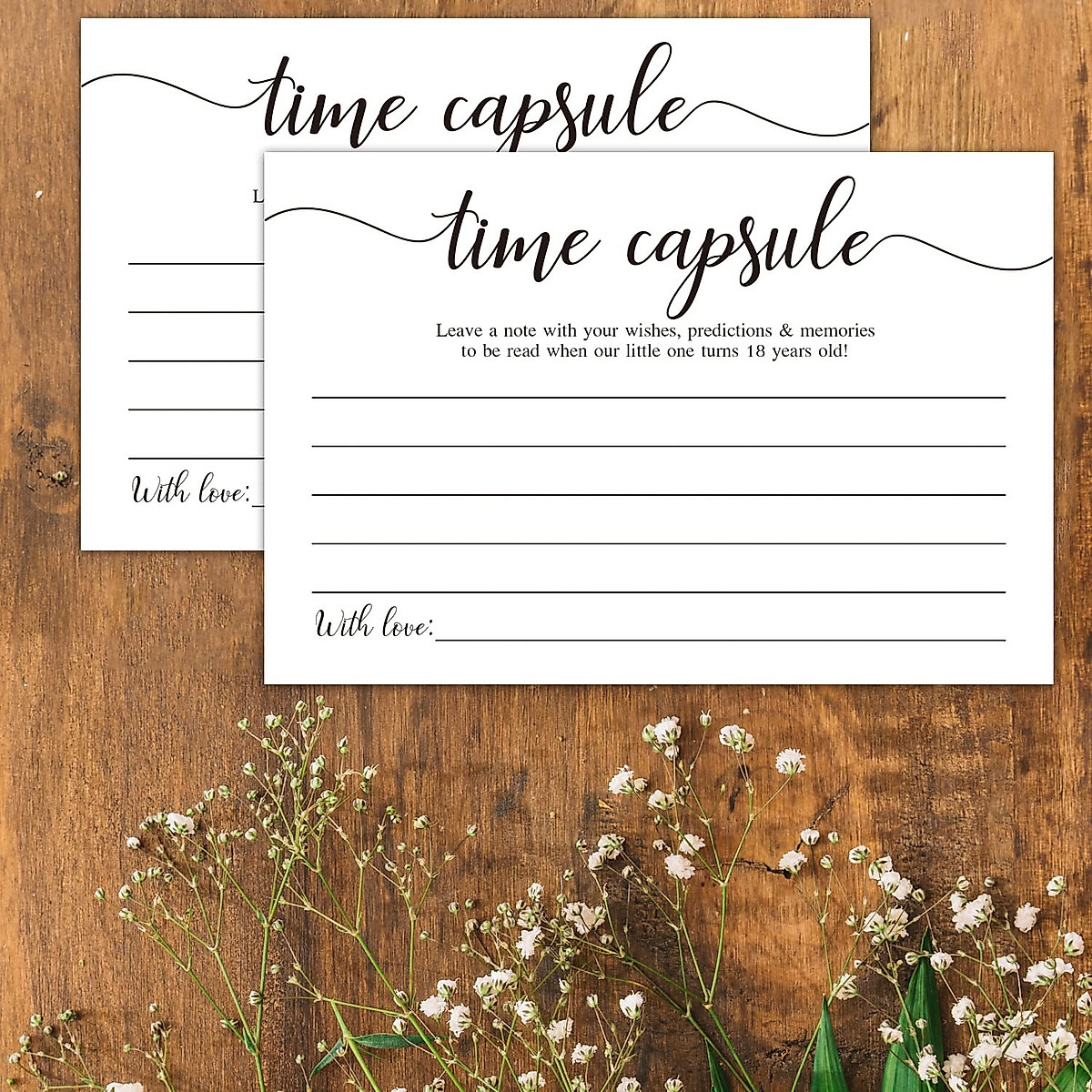 KRUCVOJO 50 Time Capsule Cards for 1st Birthday or Baby Shower Game Activity,Advice and Wishes Cards,and Anniversary Card for Baby Shower Party Supplies.