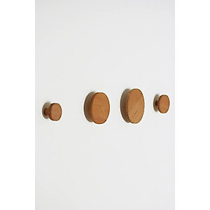 anaan Bubble Coat Hooks Wood Round Wall Hook Wooden Wall Mounted Hangers Clothes Scarf Hat Bag Towel Decoration Design Modern (Set of 4 Beech)