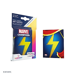 Gamegenic Marvel Champions The Card Game Official Ms. Marvel Art Sleeves - Pack of 50 Art Sleeves and 1 Clear Sleeve, Card Game Holder, Use with TCG and LCG Games, Made by Fantasy Flight Games