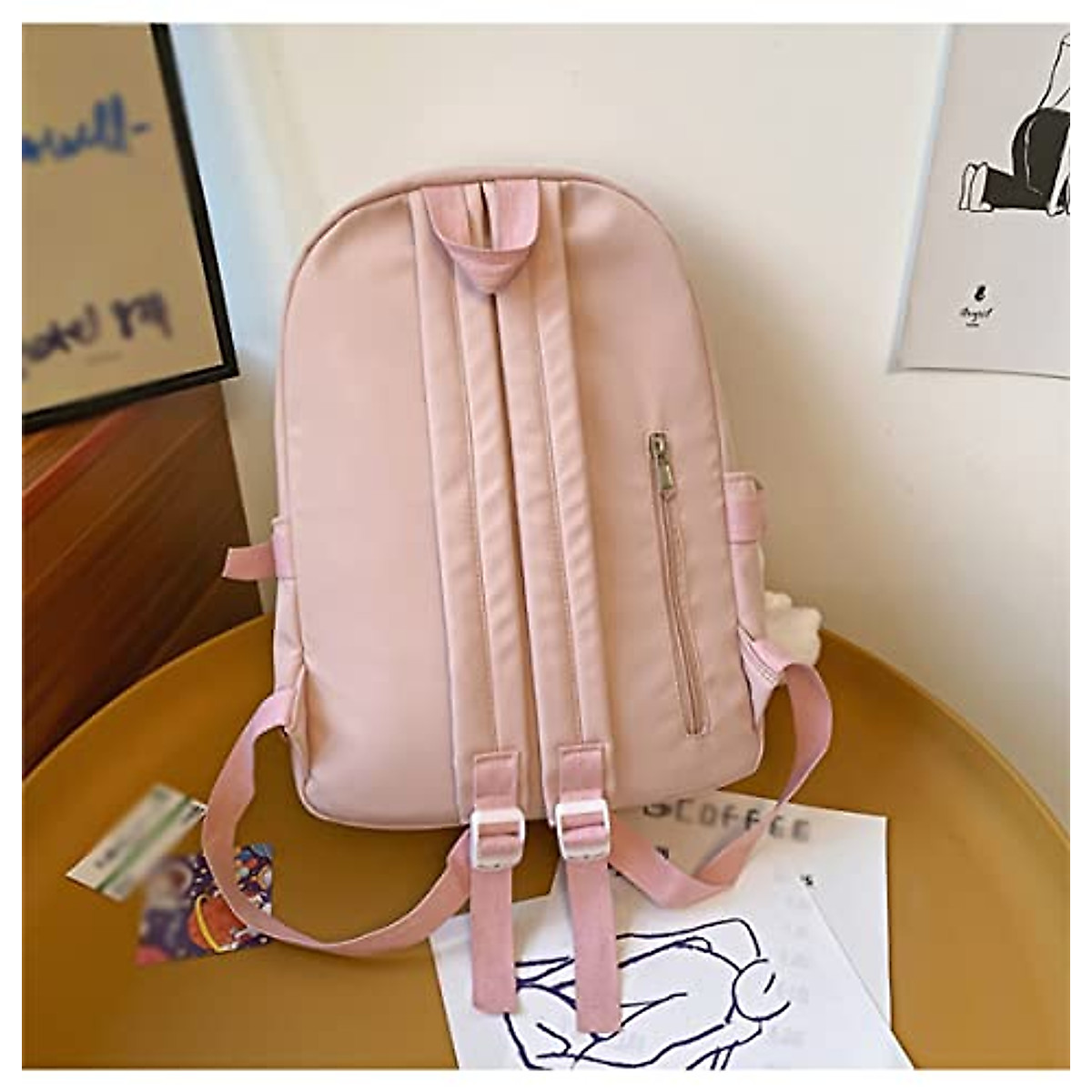 Kawaii Backpack with Kawaii Pin and Accessories Backpack Cute Backpack Cute Kawaii Backpack for School, Pink, One Size