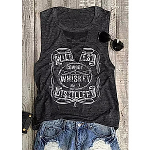 Cowboy Whiskey Criss-Cross Hollow Out Tank Tops Womens Summer Sexy Deep V Neck Tank Casual Loose-Fit Sleeveless T Shirts(Dark Grey-02,2X-Large)