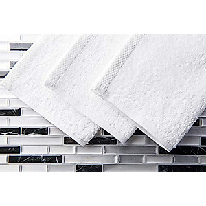 Raymond Clarke® Washcloths, Face Towels Cotton White Twelve Pack, 12x12 inch, Ultra Soft face Cloths White, Spa Towels, fingertip Towels, Nail Towels (White, 12)