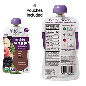 Plum Organics Mighty Veggie Blends Organic Baby Food Meals [12+ Months] Variety Pack 4 Ounce Pouch (Pack Of 18) Packaging May Vary