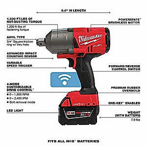 Impact Wrench,Cordless,Compact,18VDC