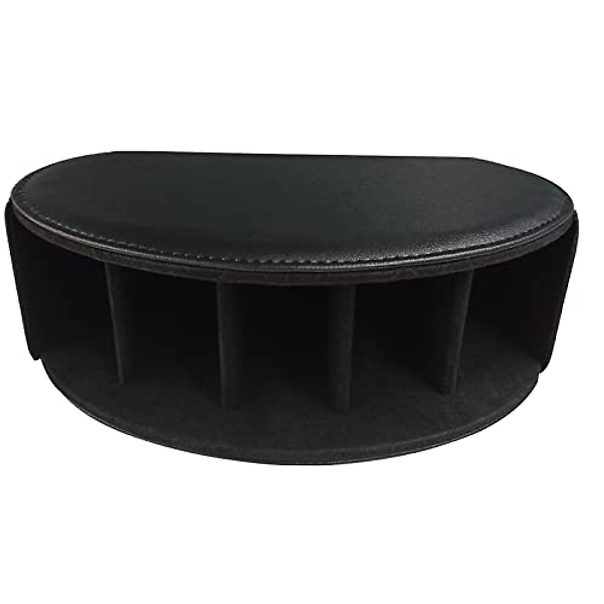 Leather Remote Control Holder with 5 Compartments TV Remote Caddy Storage Box/Tray,Desktop Organizer Store Controller,Glasses,Brush,Media Player,Pen,Space Saver for Bedside Table/Office Desk(Black)