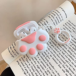 Cat Paw Series AirPods Pro Case with Ring Chain, 3D Silicone Cartoon Fashion Design for AirPods Pro Case Cover (2019)