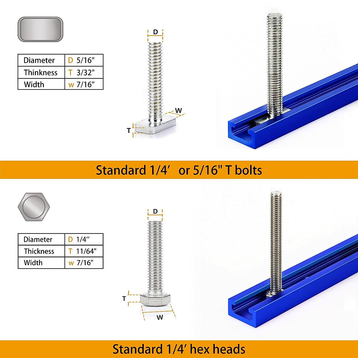 4 Pack 48" T-Track for Woodworking with Screws, Aluminum Alloy Woodworking Tools Double Cut Profile Universal T-Tracks with Predrilled Mounting Holes, Anodized Blue