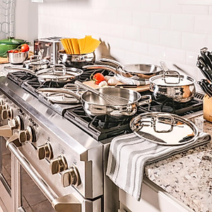 BergHOFF Belly Shape 18/10 Stainless Steel 12Pc Cookware Set, Metal Lids, Fast, Evenly Heat, Induction Cooktop Ready