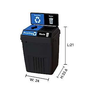 CleanRiver Flex E Bin - 50 Gallons | 2-in-1 Streams | Recycling, & Waste Basket with Backboard | Black Color