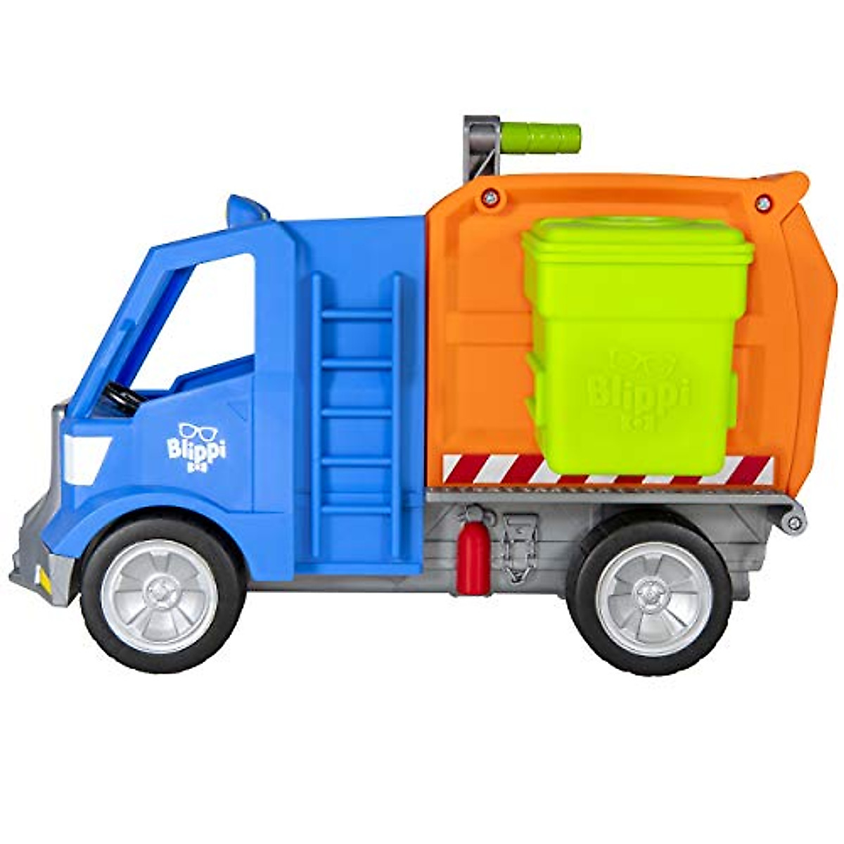 Blippi Recycling Truck - Includes Character Figure, Working Lever, 2 Trash Cubes, 2 Recycling Bins - Sing Along with Popular Catchphrases - Educational Toys for Kids - Amazon Exclusive