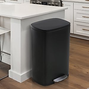 13 Gallon Kitchen Trash Can, Bathroom Trash Can with Lid, Bathroom Trash Can with Foot Pedal & Inner Bucket, Trash Can Kitchen, Kitchen Garbage Can, Quiet-Close, Bathroom Garbage Can with a Lid