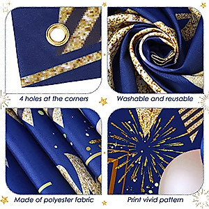 Blue 60th Birthday Decoration Banner for Men Women, Navy Blue Gold Happy 60th Birthday Banner Backdrop, Large Blue Sixty Years Old Birthday Anniversary Banner Photography Background Party Décor