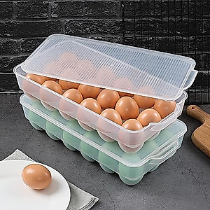 Saedy Plastic Egg Containers with Lid, 2 Pack Egg Holder Refrigerator Organizer Bin Tray