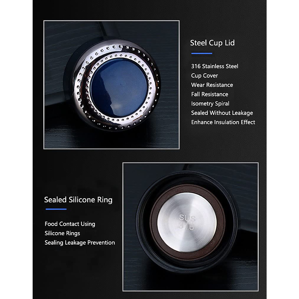 34 OZ Vacuum Thermal Water Bottle, Reusable Double Walled Thermos Mug, Insulated Stainless Steel Sports Water Bottle, Coffee thermos and Tea Infuser Bottle Can Keep Heat and Cold (Blue)