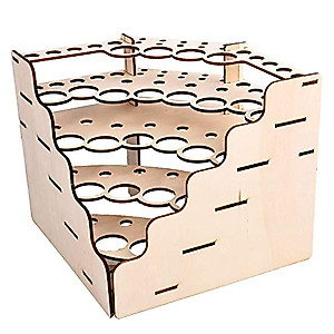 Tongina DIY Wood Paint Bottle Rack Modular Organizer Stand - Wood, 90 Deg 24 Holes