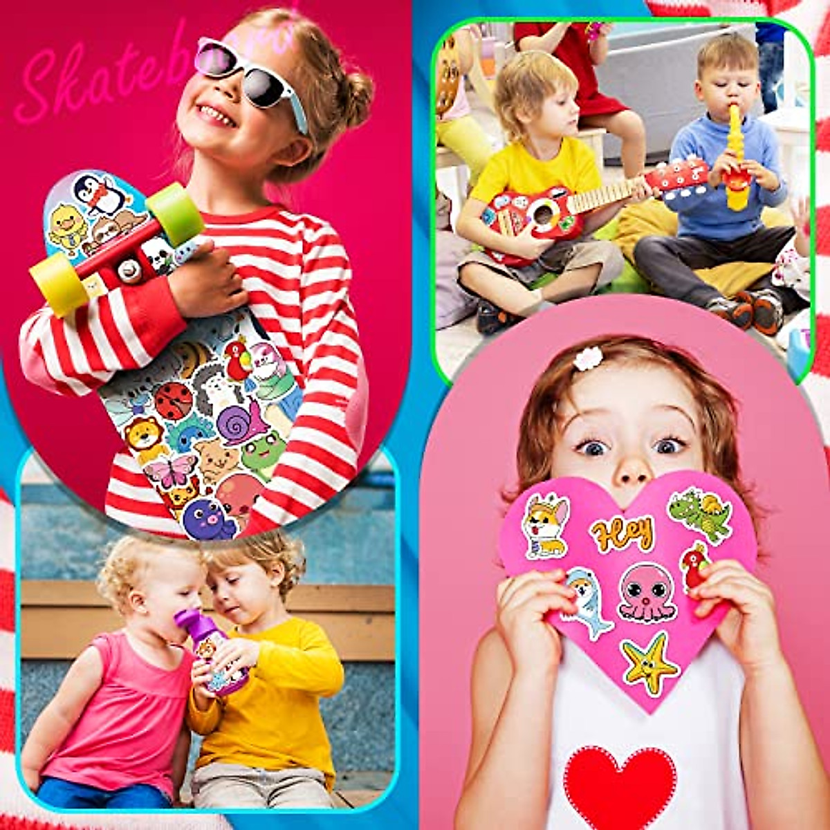 300pcs Cute Animal Stickers, Vinyl Animal Stickers for Kids, Girls, Boys, Zoo Farm Animal Stickers for Water Bottles, Laptop, Stickers Decals Gift for Teens