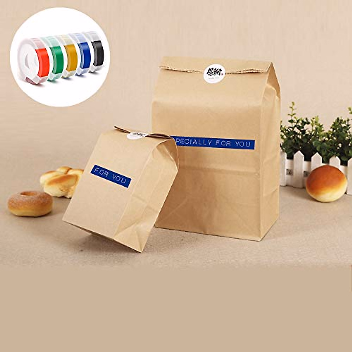 Embossing Label Tape Compatible with Dymo Label Maker,3/8 Inch 3D Plastic Labels Replacement for Dymo Organizer Xpress 12965 DYM 12966 Office Mate II (White on Black/Red/Blue/Yellow/Green)